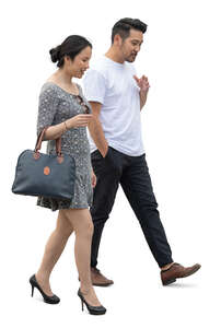 two cut out asian people walking together - VIShopper