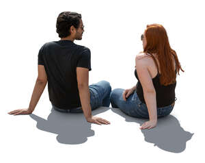 cut out backlit man and woman sitting seen from back angle - VIShopper