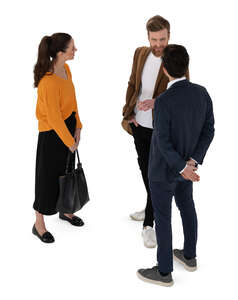 group of three people standing and talking - VIShopper