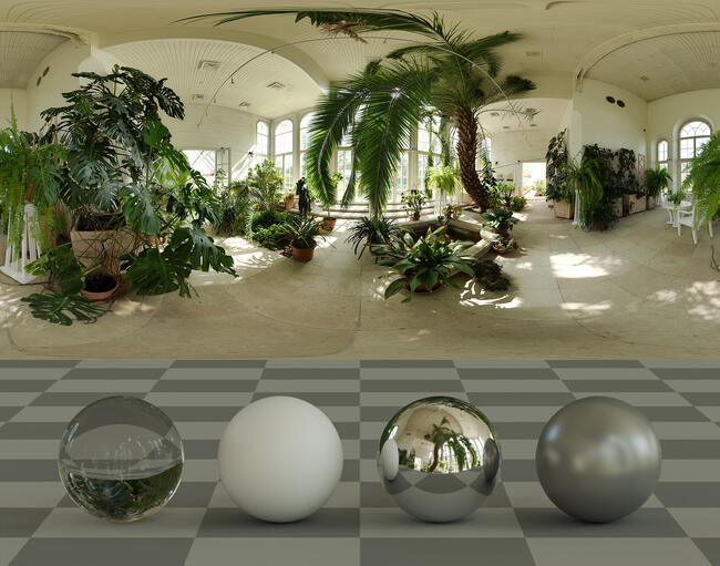 HDRI panorama of an interior of a palm house with large windows - VIShopper