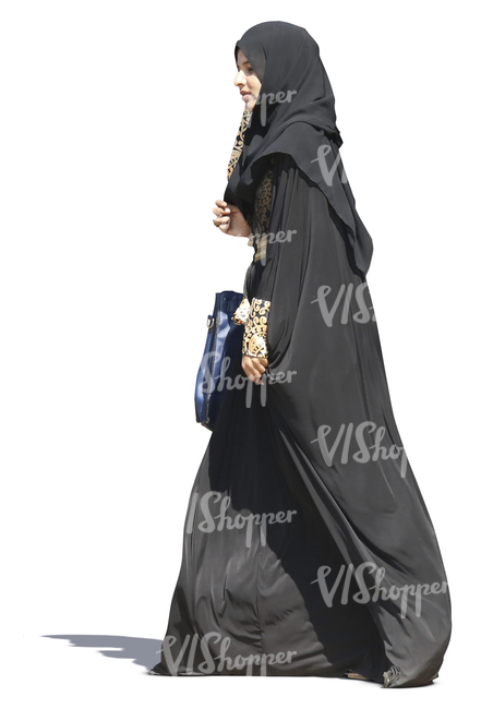 muslim woman in a black abaya walking - VIShopper