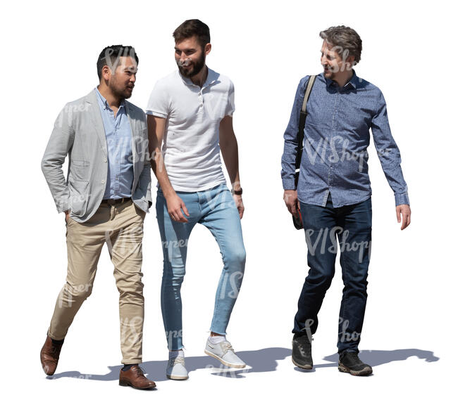 three men walking and talking - VIShopper