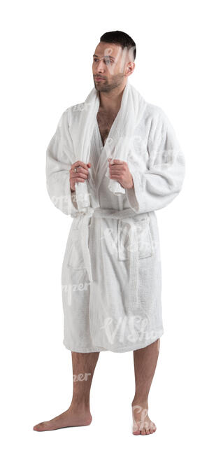 cut out man in a white bathrobe standing - VIShopper