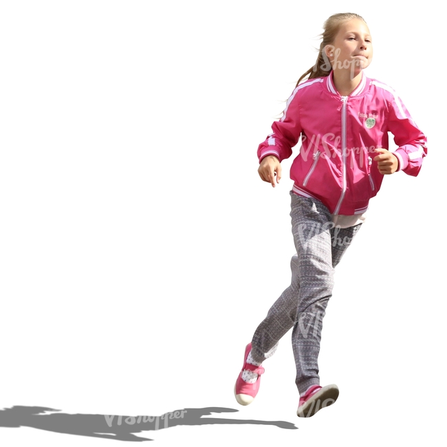 young girl in a pink jacket running - VIShopper