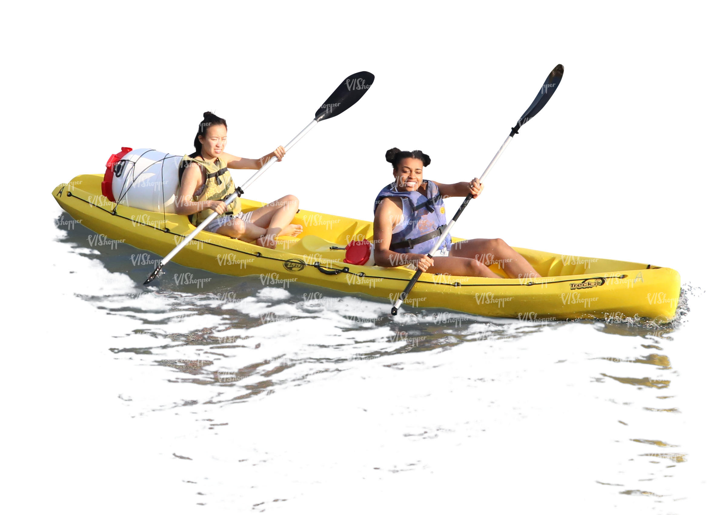 two women riding a canoe - VIShopper