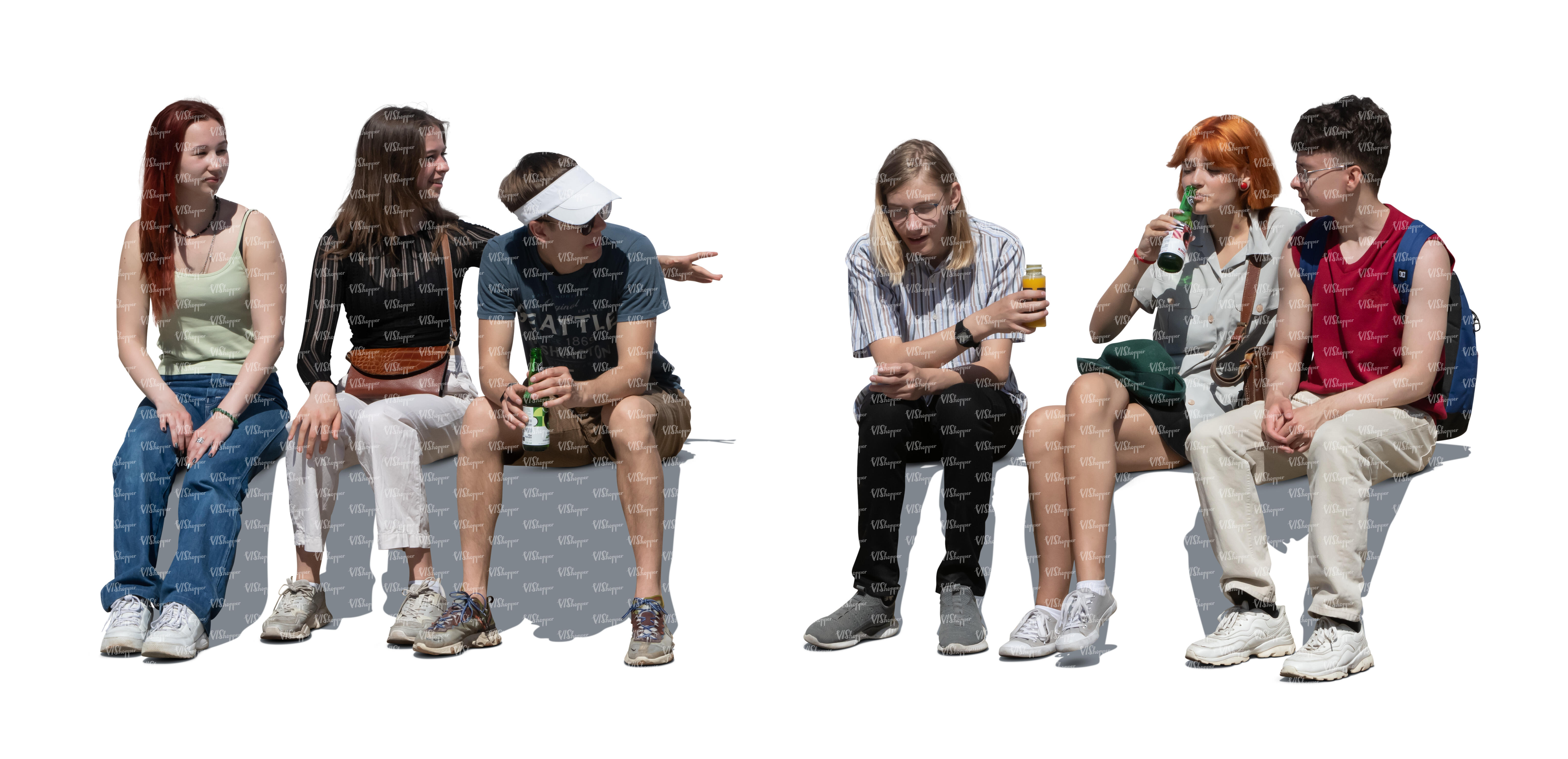 cut out group of teenagers sitting and talking - VIShopper