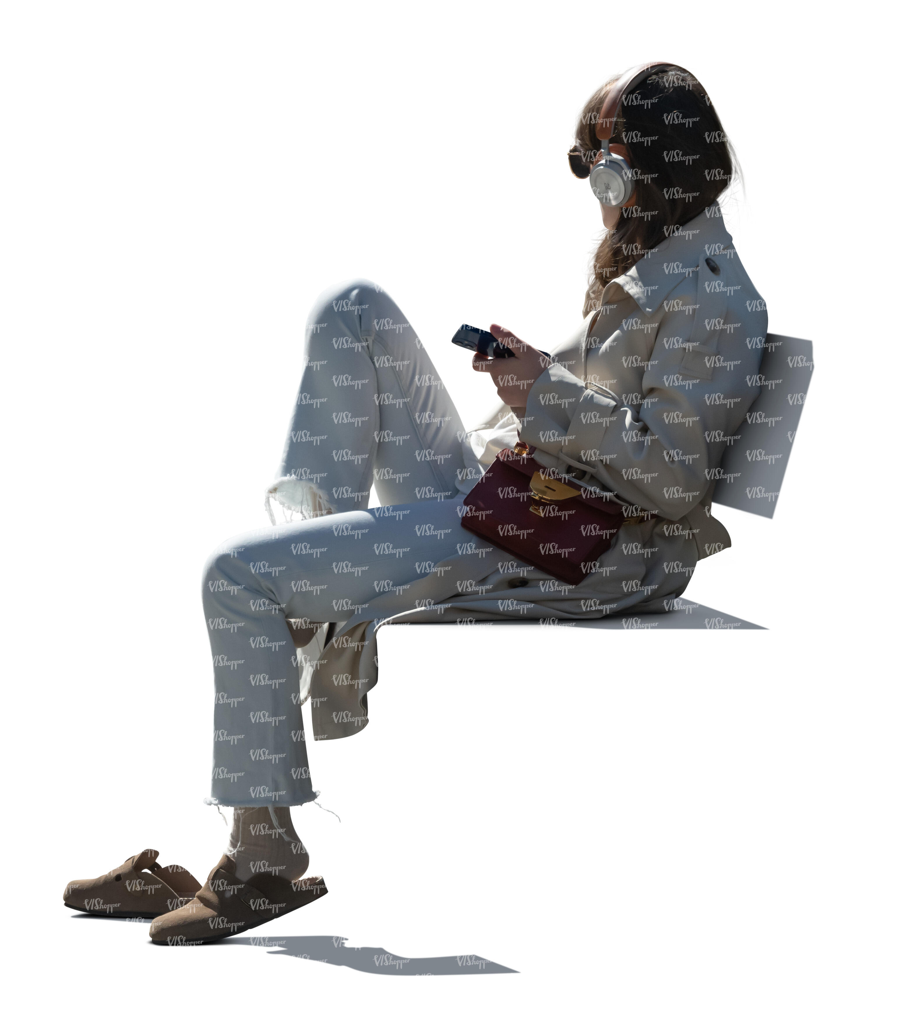 backlit woman sitting and listening to music - VIShopper