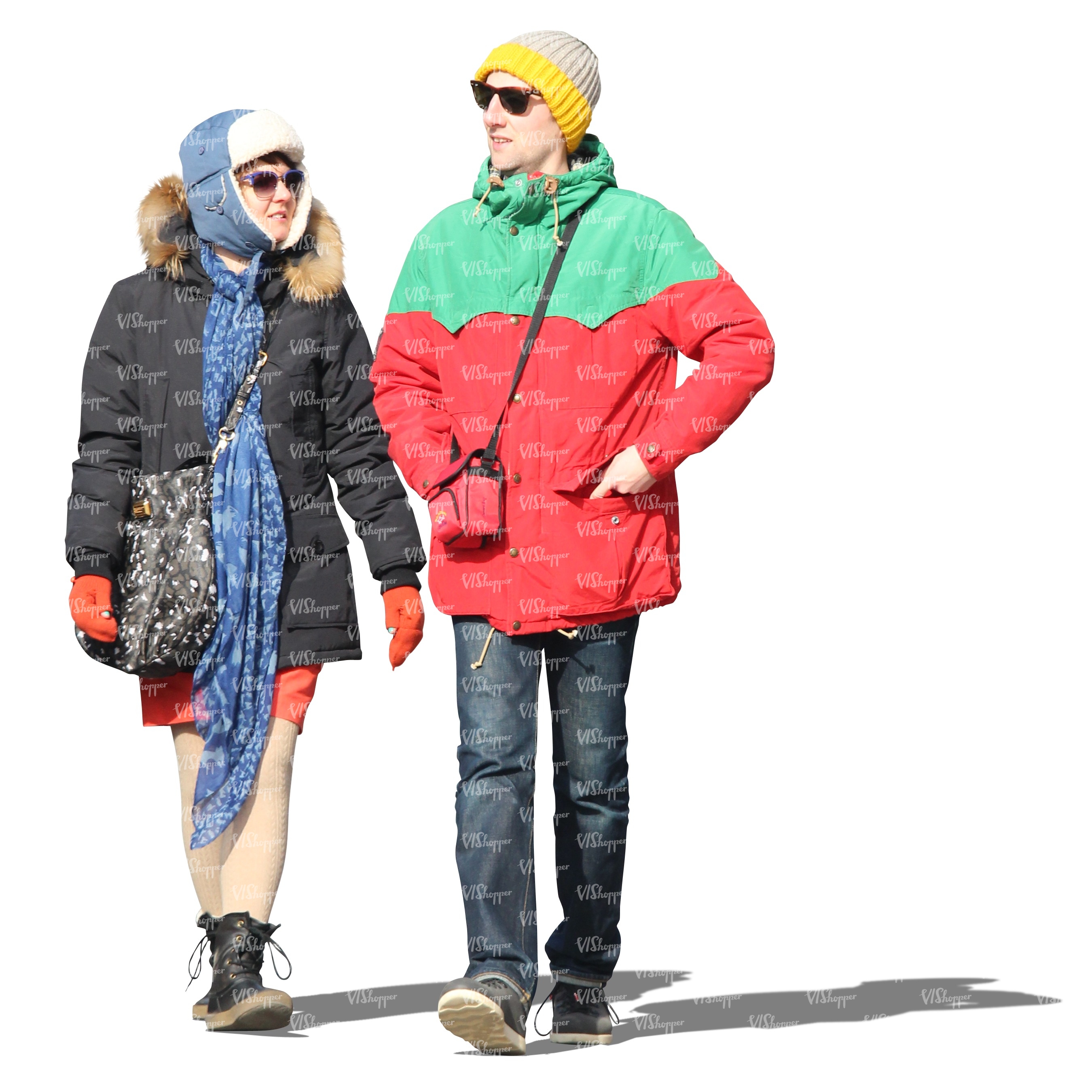cut out colorful couple walking - VIShopper