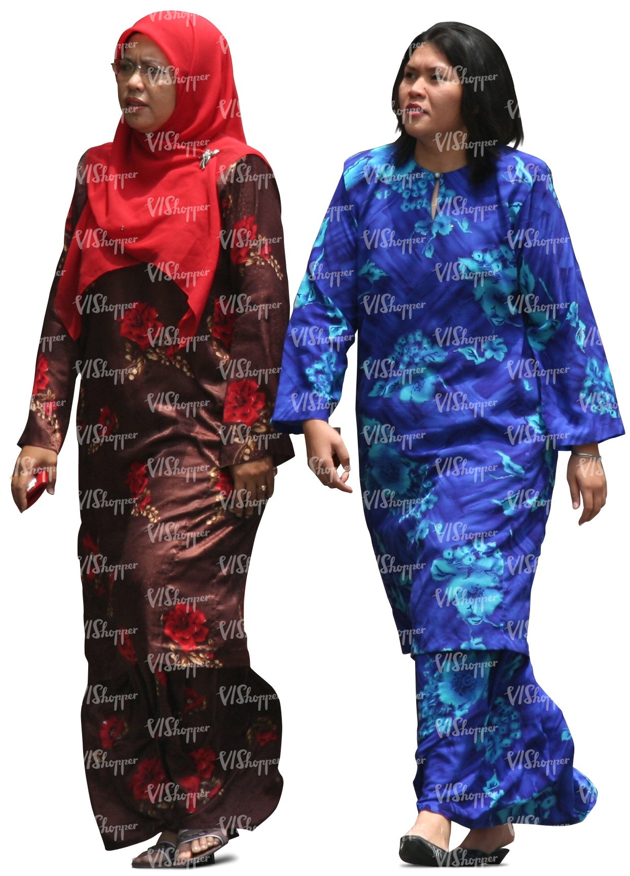 cut out muslim women in colorful abayas walking - VIShopper